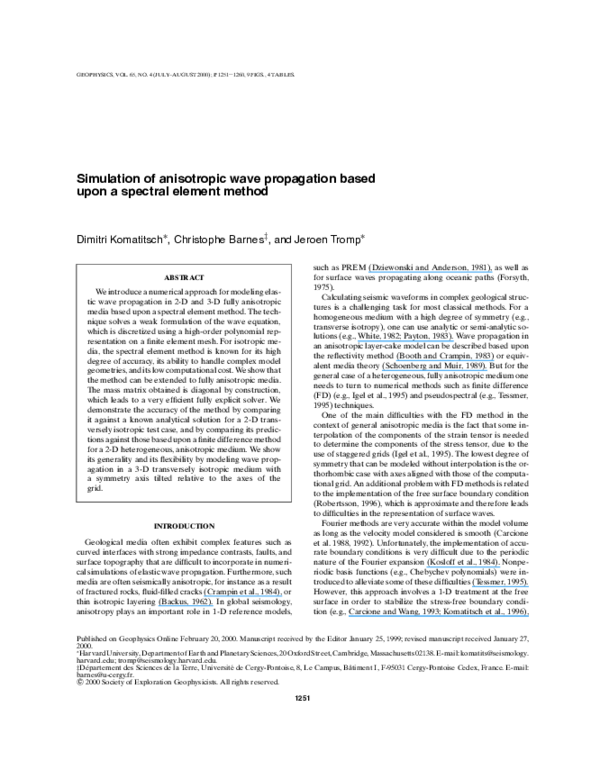 (PDF) Simulation of anisotropic wave propagation based upon a spectral element method