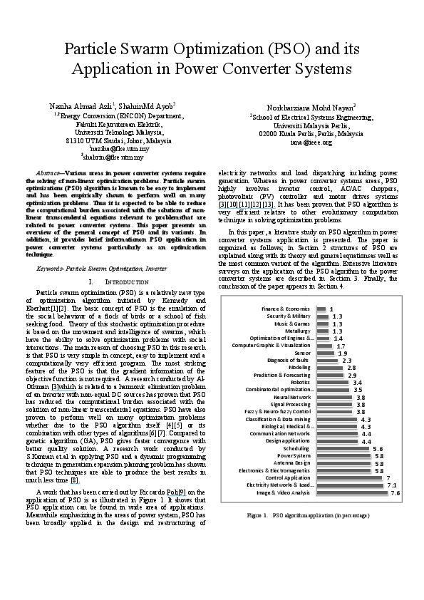 Pdf Particle Swarm Optimization Pso And Its Application In Power Converters