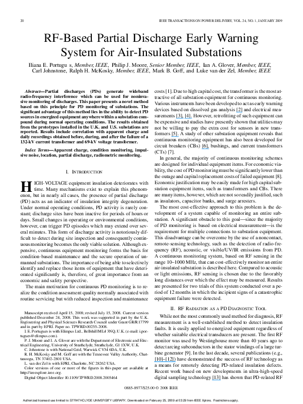 (PDF) RF-Based Partial Discharge Early Warning System for Air-Insulated ...