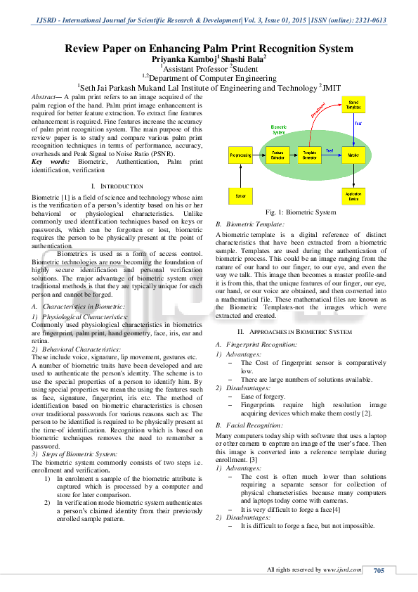 (PDF) Review Paper on Enhancing Palm Print Recognition System