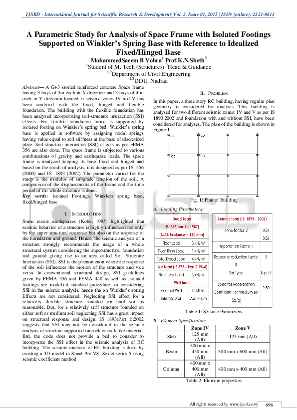 (PDF) A Parametric Study for Analysis of Space Frame with Isolated ...