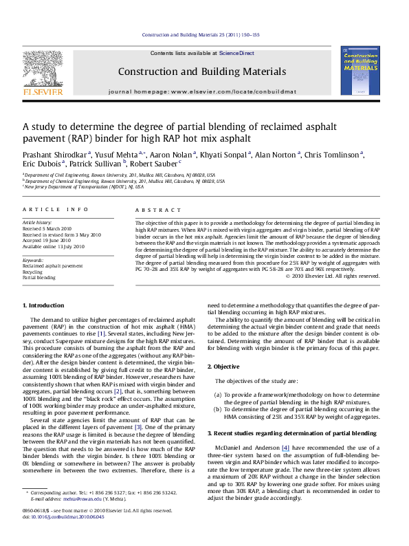 (PDF) A study to determine the degree of partial blending of reclaimed ...
