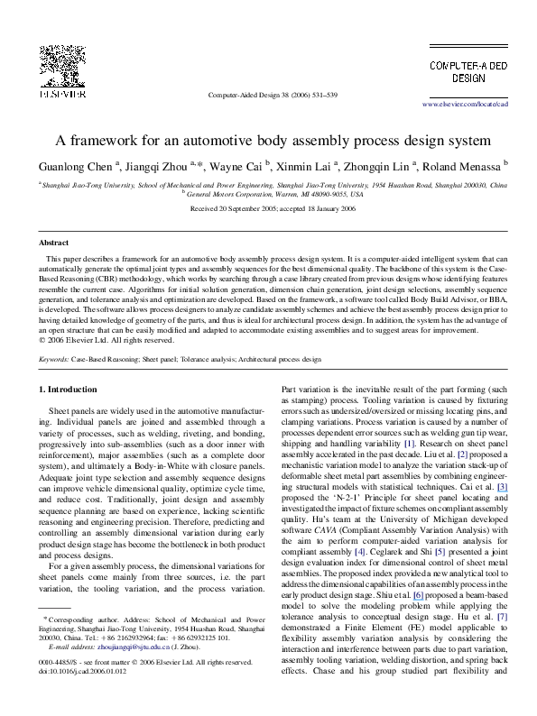 (PDF) A framework for an automotive body assembly process design system