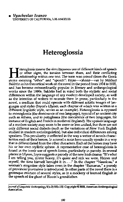 (PDF) Heteroglossia