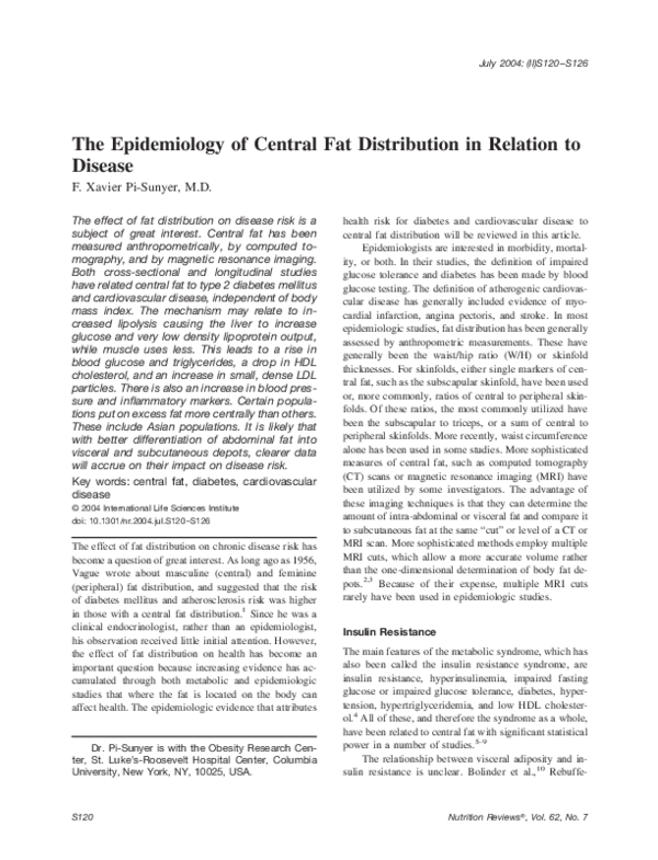 (PDF) The Epidemiology of Central Fat Distribution in Relation to Disease