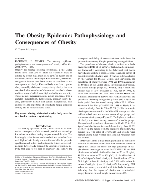 (PDF) The Obesity Epidemic: Pathophysiology and Consequences of Obesity
