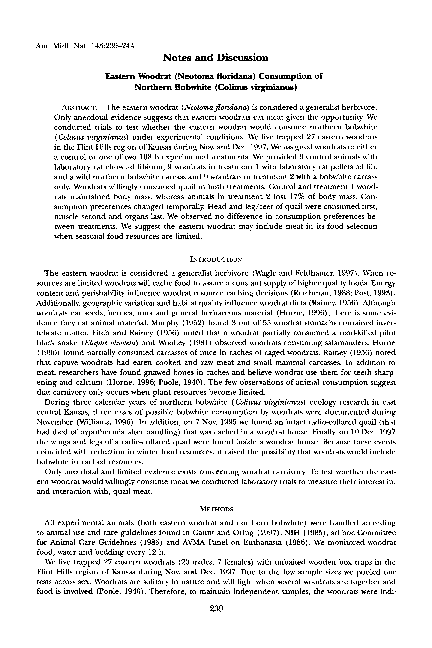 (PDF) Eastern Woodrat (Neotoma floridana) Consumption of Northern ...