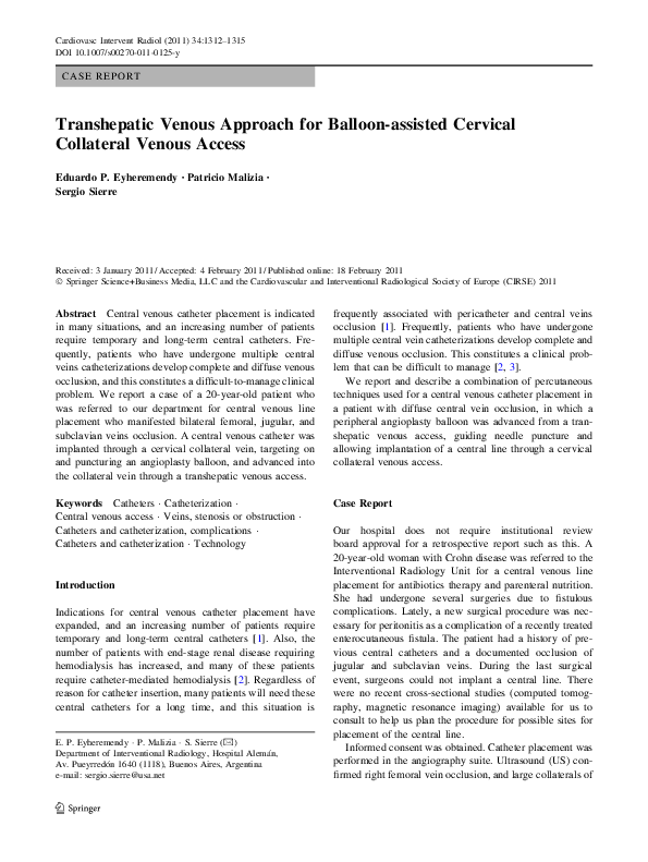 (PDF) Transhepatic Venous Approach for Balloon-assisted Cervical ...