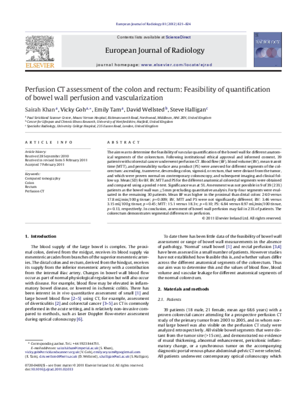 (PDF) Perfusion CT assessment of the colon and rectum: Feasibility of ...