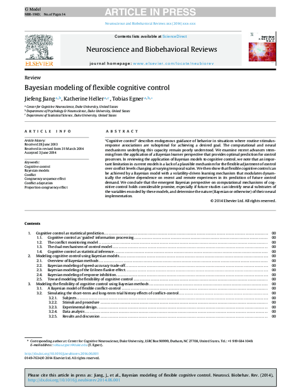 (PDF) Bayesian modeling of flexible cognitive control