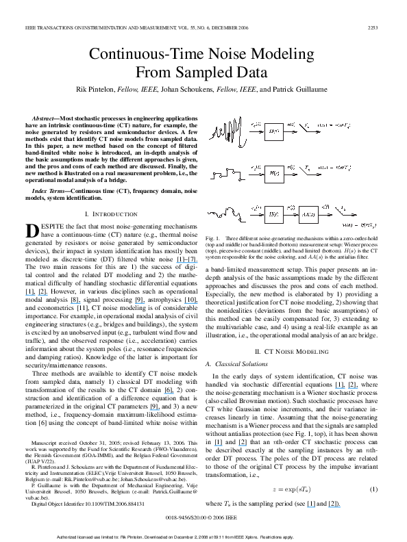 (PDF) Continuous-Time Noise Modelling from Sampled Data