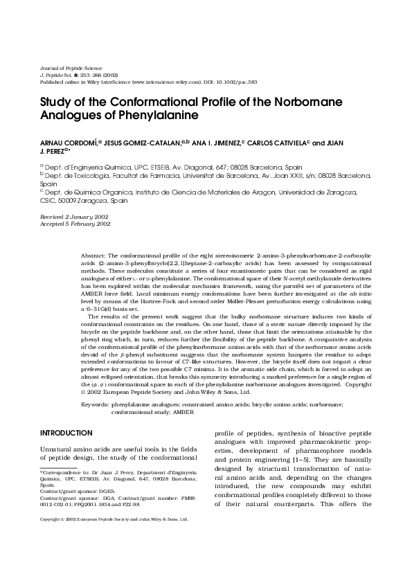 (PDF) Study of the conformational profile of the norbornane analogues ...