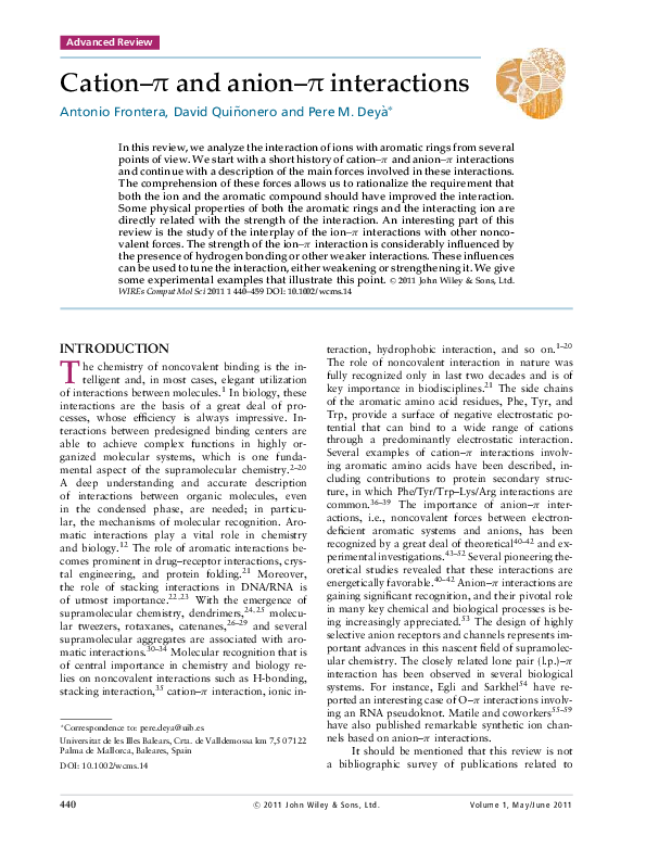 (PDF) Cation-pi and anion-pi interactions