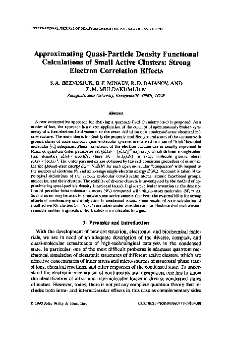 (PDF) Approximating quasi‐particle density functional calculations of small active clusters ...