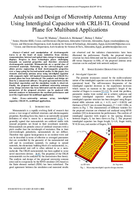 (PDF) Analysis and design of microstrip antenna array using interdigital capacitor with CRLH-TL ...