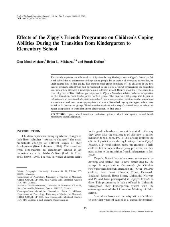 (PDF) Effects of the Zippy’s Friends Programme on Children’s Coping ...