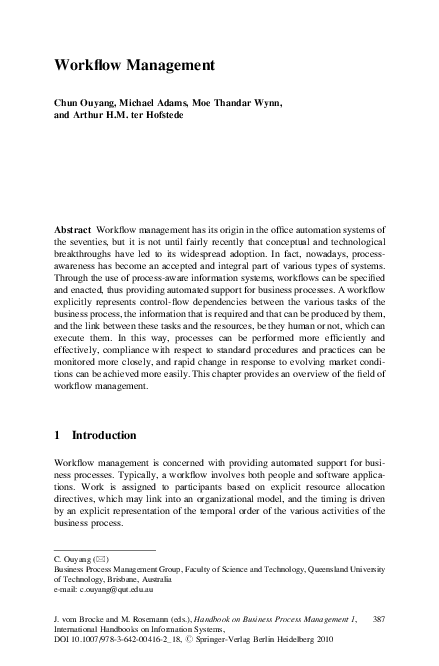 (PDF) Workflow Management