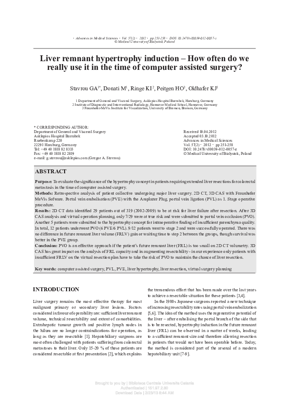 (PDF) Liver remnant hypertrophy induction – How often do we really use ...