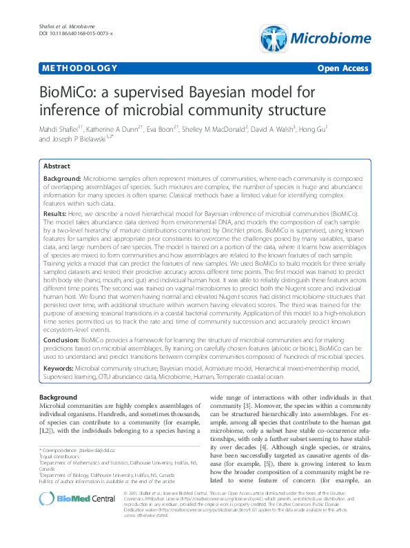 BioMiCo: a supervised Bayesian model for inference of microbial community structure