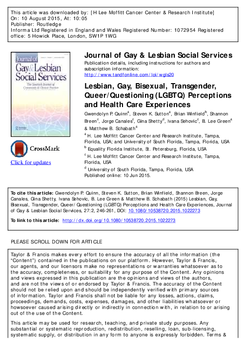 (PDF) Lesbian, Gay, Bisexual, Transgender, Queer/Questioning (LGBTQ ...