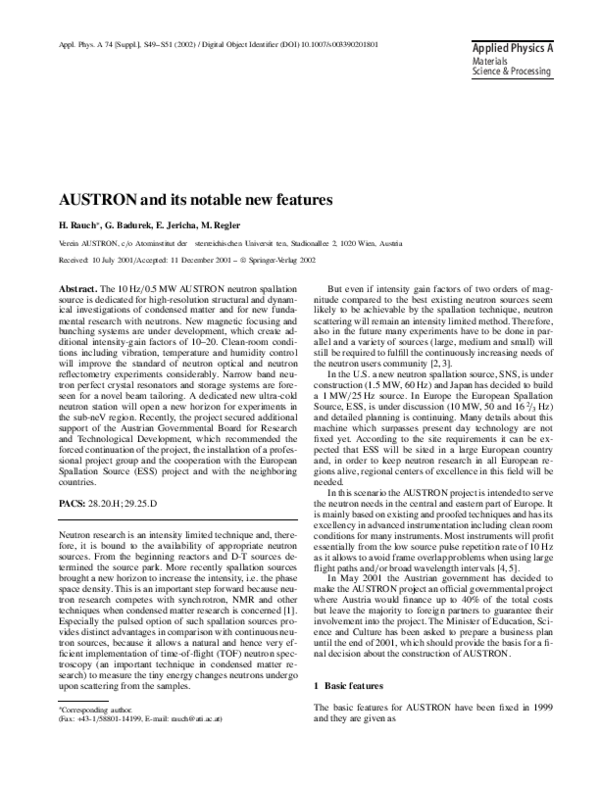 (PDF) AUSTRON and its notable new features
