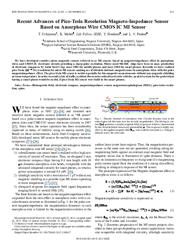(PDF) Recent Advances of Pico-Tesla Resolution Magneto-Impedance Sensor ...