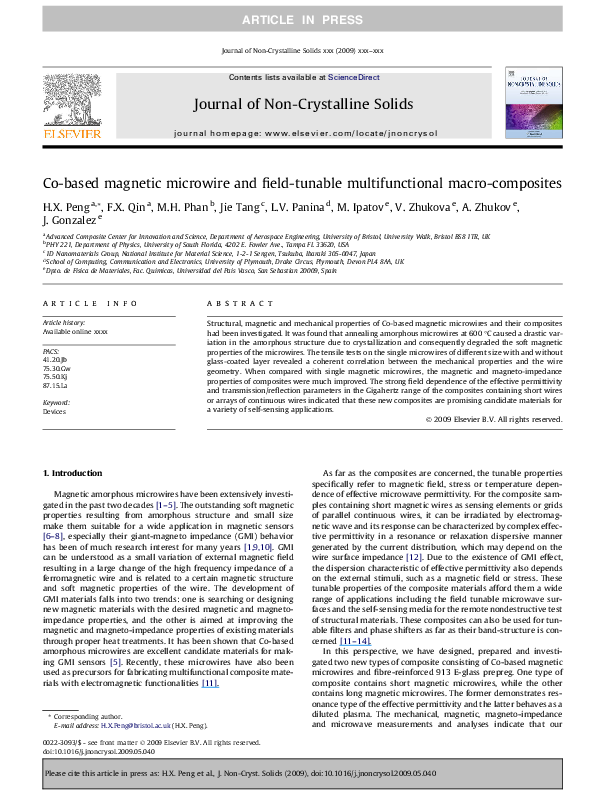 (PDF) Co-based magnetic microwire and field-tunable multifunctional ...