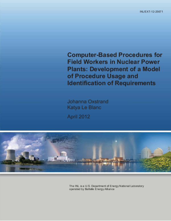 (PDF) Computer-Based Procedures for Field Workers in Nuclear Power ...