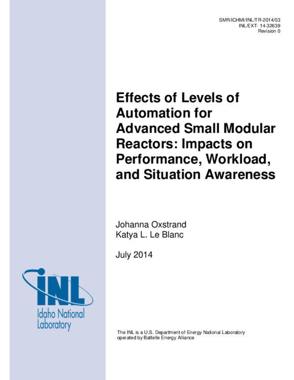(PDF) Effects of Levels of Automation for Advanced Small Modular ...