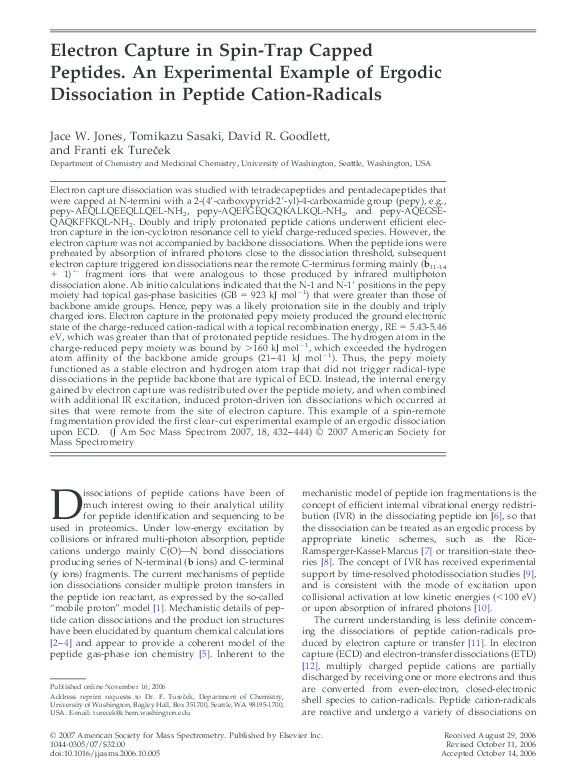 (PDF) Electron capture in spin-trap capped peptides. An experimental ...