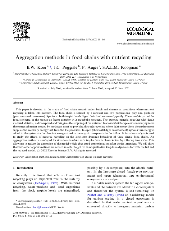 (PDF) Aggregation methods in food chains with nutrient recycling