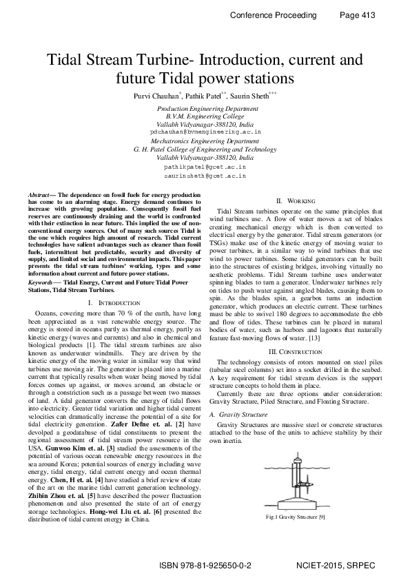 (PDF) Tidal Stream Turbine-Introduction, current and future Tidal power stations
