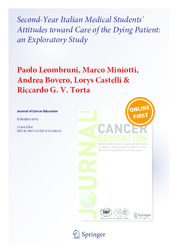 (PDF) Second-Year Italian Medical Students' Attitudes toward Care of ...
