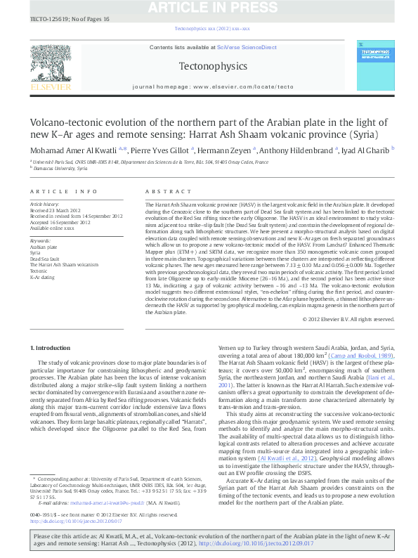 (PDF) Volcano-tectonic evolution of the northern part of the Arabian ...