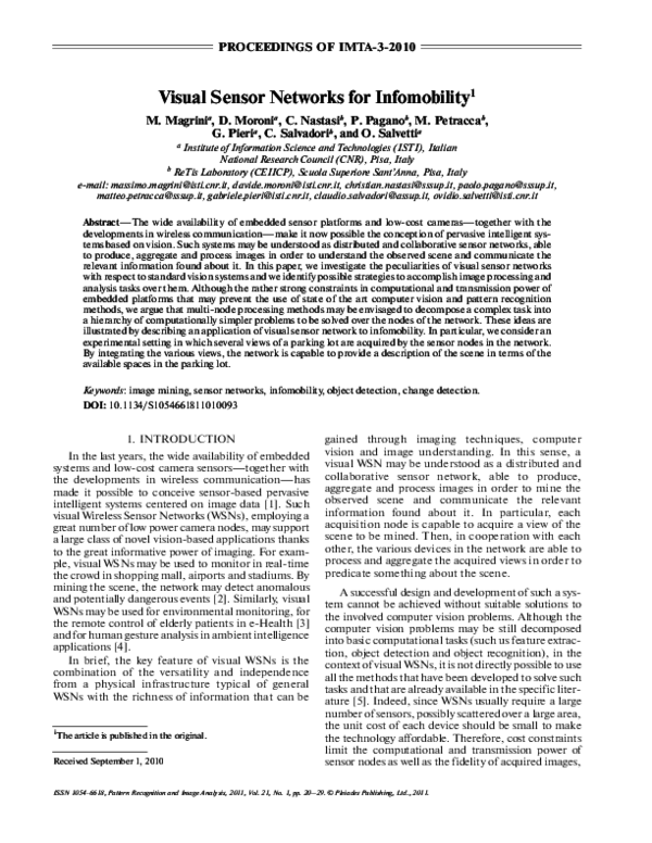 (PDF) Visual sensor networks for infomobility