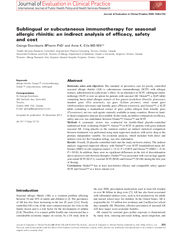 (PDF) Sublingual or Subcutaneous immunotherapy for Seasonal Allergic Rhinitis (AR): an indirect ...