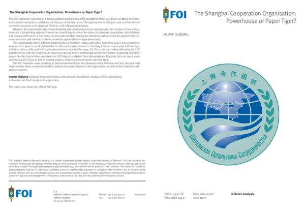 (PDF) FOI The Shanghai Cooperation Organisation: Powerhouse or Paper ...