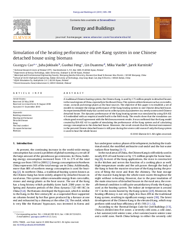 (PDF) Simulation of the heating performance of the Kang system in one ...