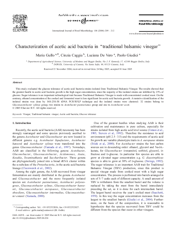 (PDF) Characterization of acetic acid bacteria in “traditional balsamic ...