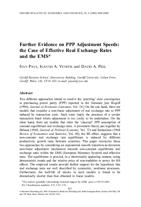 (PDF) PPP Adjustment Speeds and Effective Real Exchange Rates
