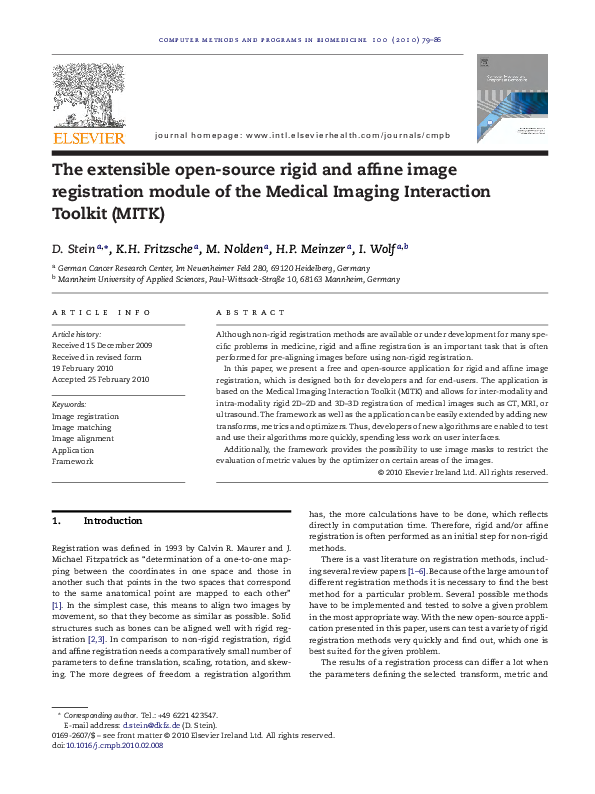 (PDF) The extensible open-source rigid and affine image registration module of the Medical ...