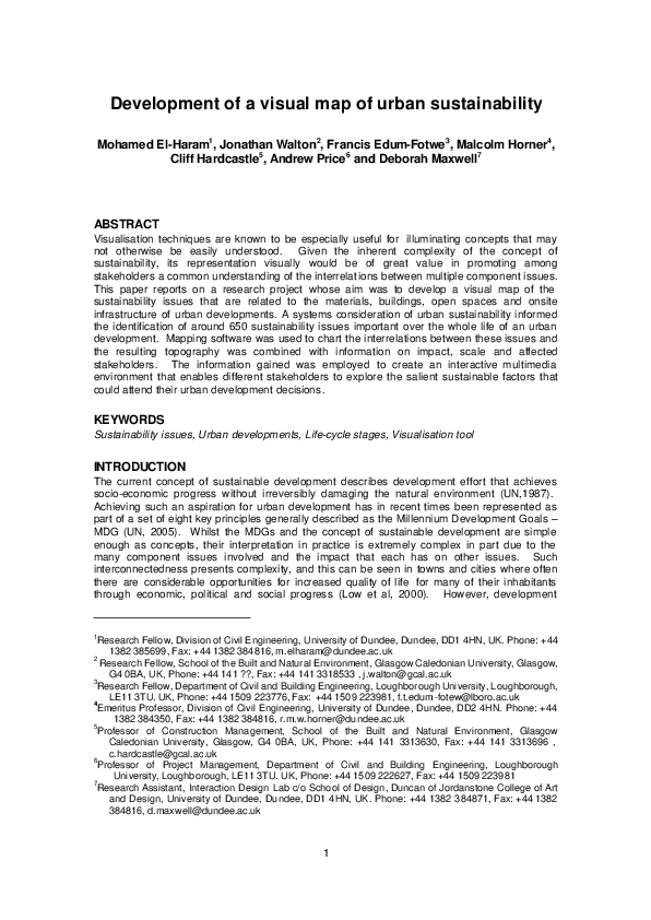 (PDF) Development of a visual map of urban sustainability