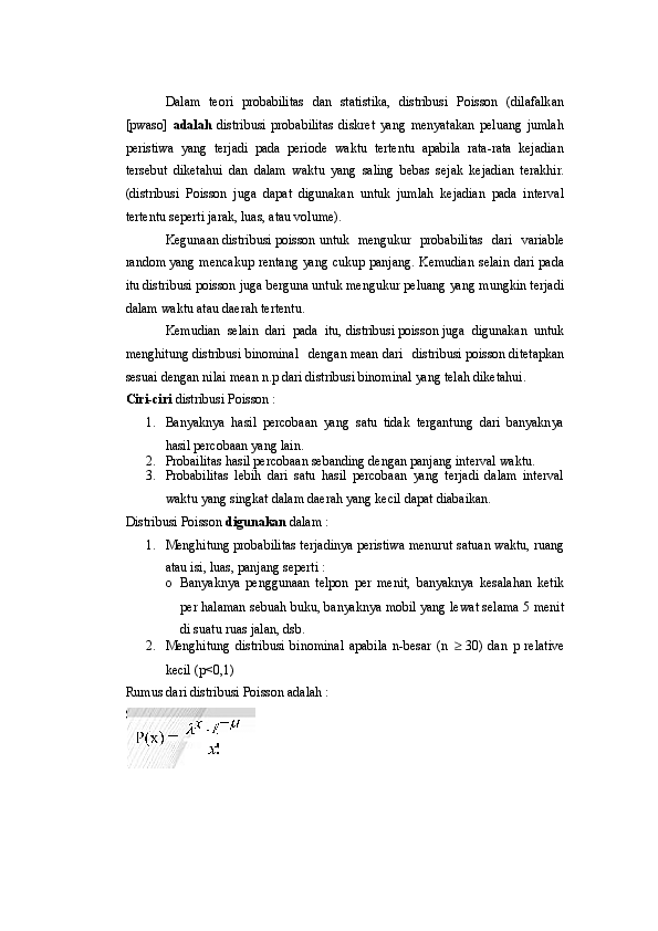 (DOC) Distribusi Poisson Probabilitas dan Statistika