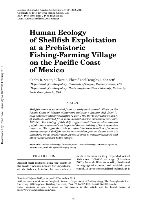 (PDF) Human Ecology of Shellfish Exploitation at a Prehistoric Fishing ...