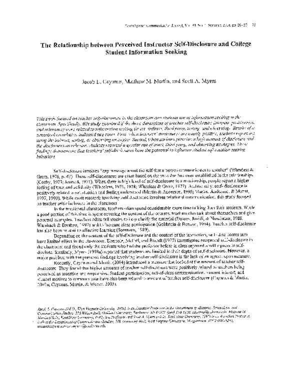 (PDF) An instructor self-disclosure scale.