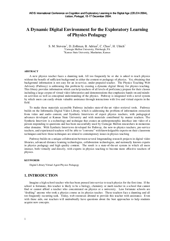 (PDF) A Dynamic Digital Environment For The Exploratory Learning of ...