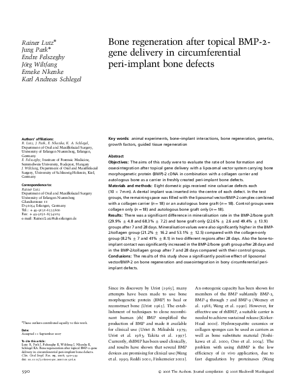 (PDF) Bone regeneration after topical BMP-2-gene delivery in ...