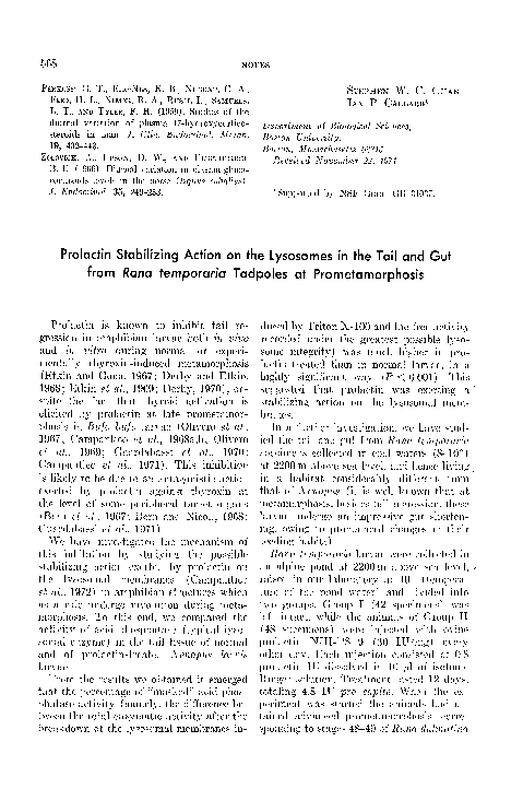 (PDF) Prolactin stabilizing action on the lysosomes in the tail and gut ...