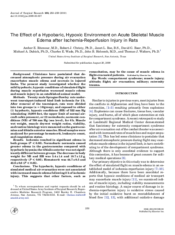 (PDF) The Effect of a Hypobaric, Hypoxic Environment on Acute Skeletal ...