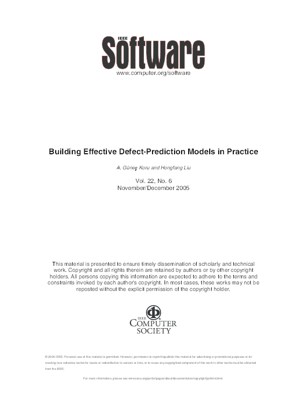 Pdf Building Defect Prediction Models In Practice